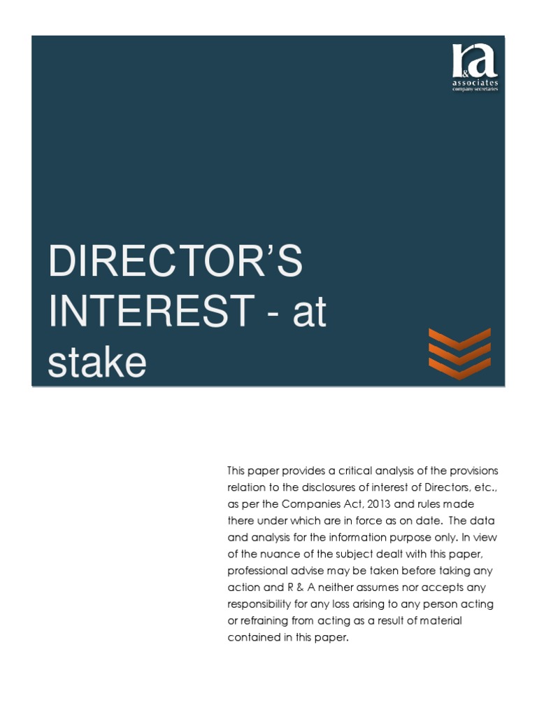 Director S Interest At Stake Pdf Fiduciary Business Law