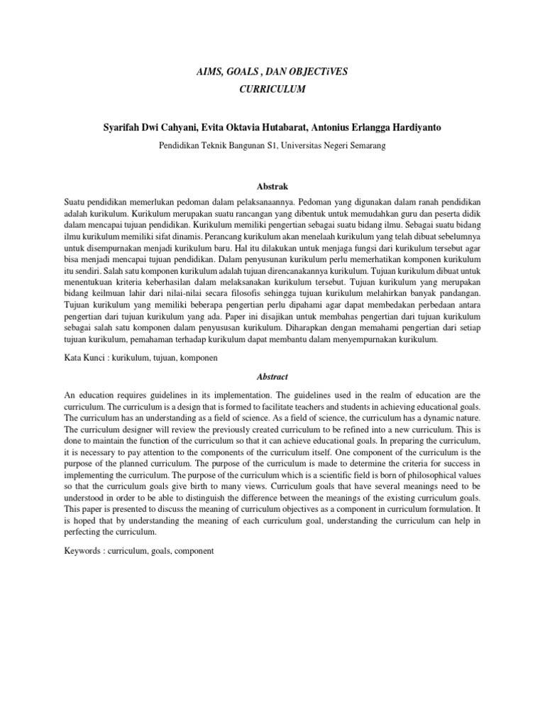 Aims Goas Objectives Paper Version | PDF