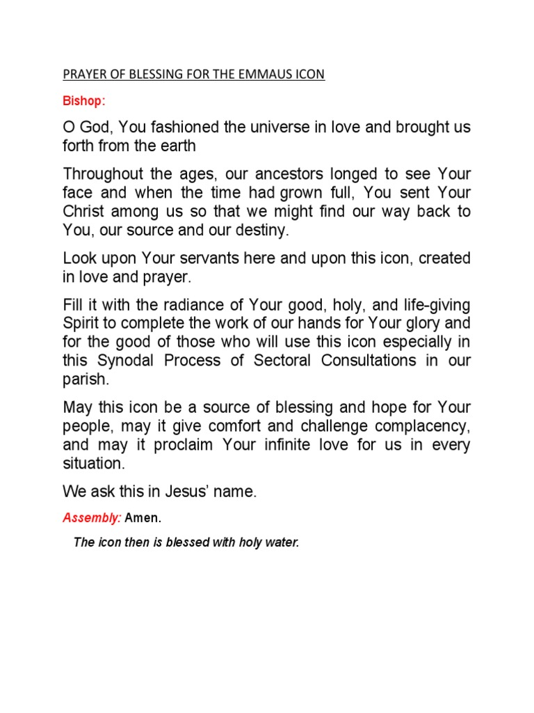 Prayer of Blessing Emmaus | PDF
