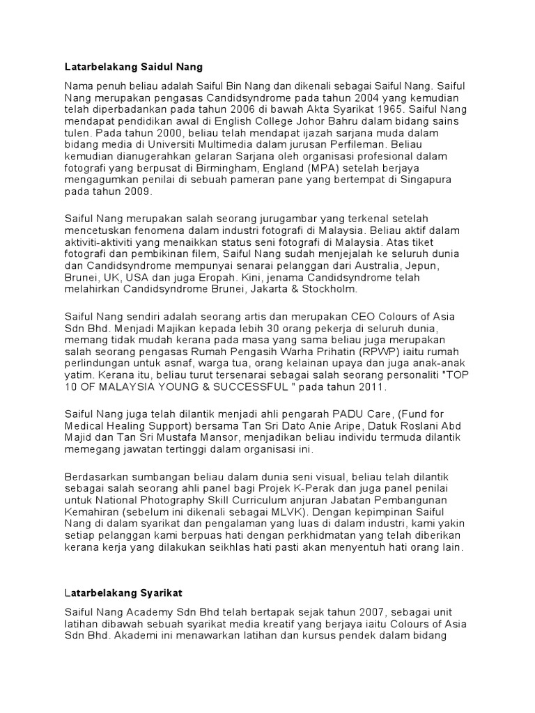 Latarbelakang Saidul Nang | PDF