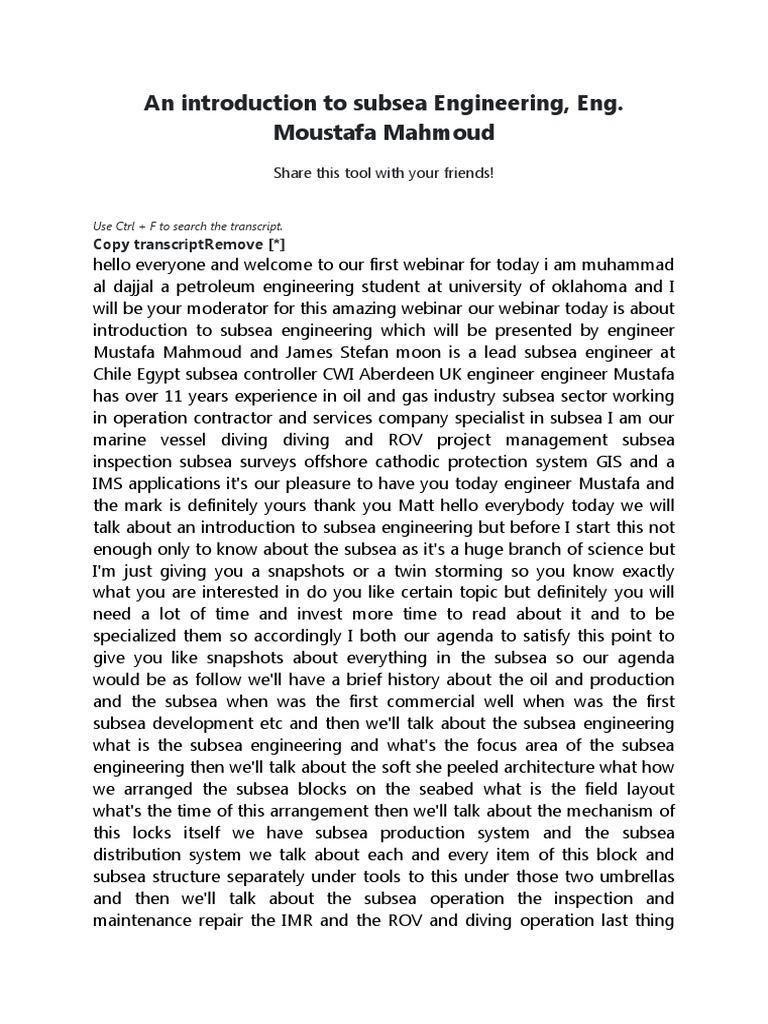 An Introduction To Subsea Engineering | PDF | Scuba Diving | Subsea ...