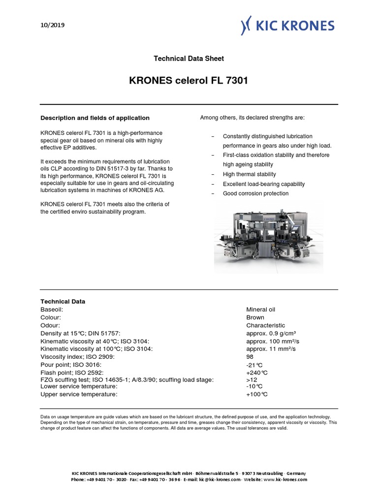 KRONES CELEROL FL 7301 Labeller | PDF | Viscosity | Chemistry