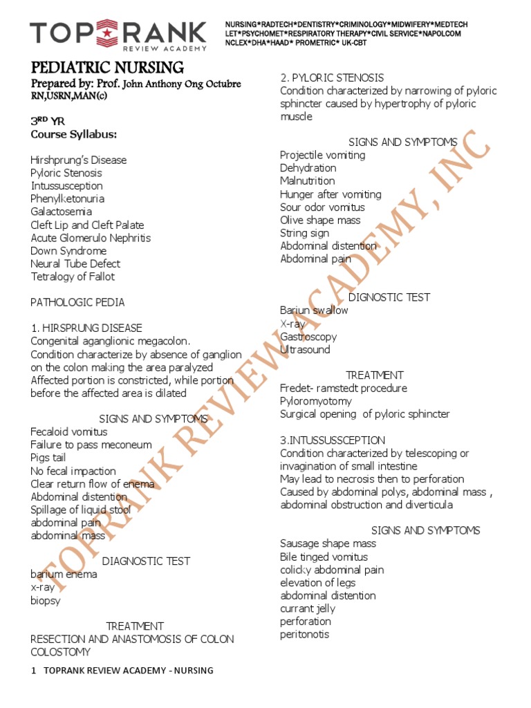 Pediatric Nursing: Prepared By: Prof | PDF | Medicine | Medical Specialties
