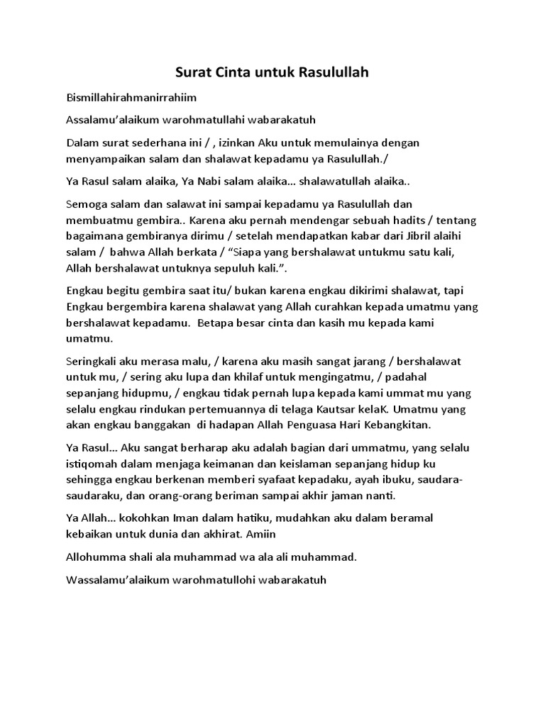 Surat Cinta Untuk Rasulullah | PDF