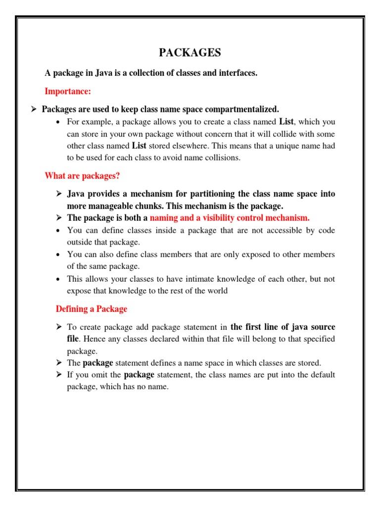 Unit 4 Packages Part 1 | PDF | Class (Computer Programming) | Method ...
