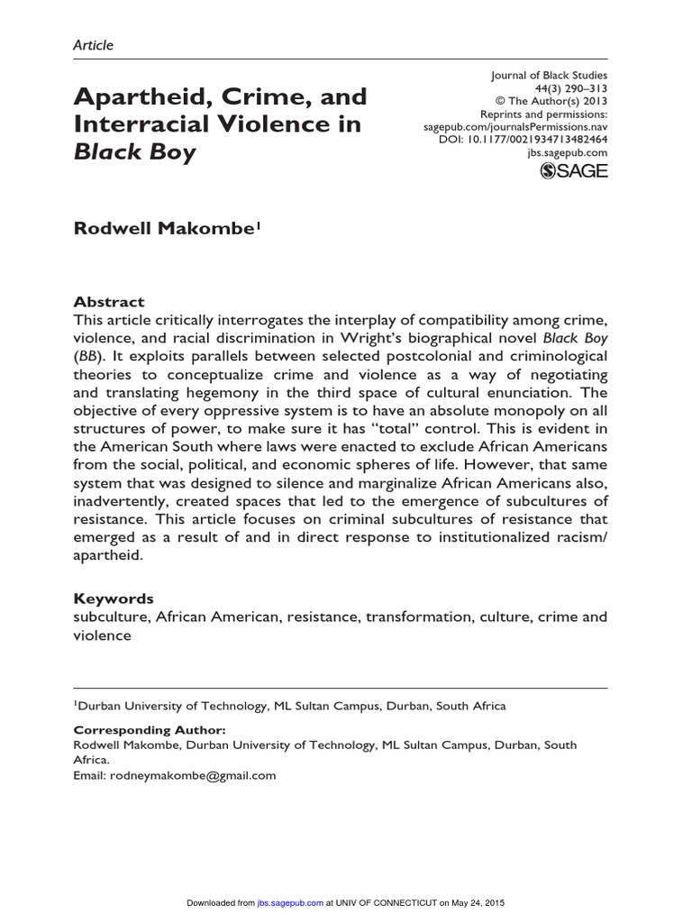 Black Boy Analysis by Richard Wright | PDF | Apartheid | Racism
