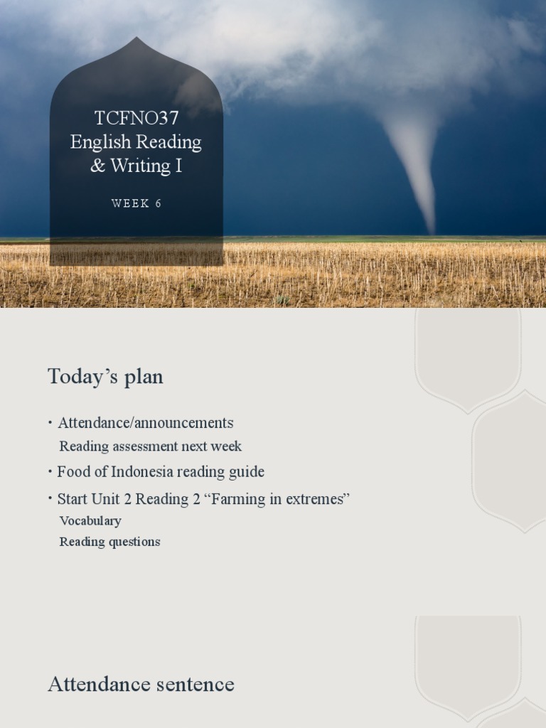 Tcfno37 English Reading & Writing I: Week 6 | PDF