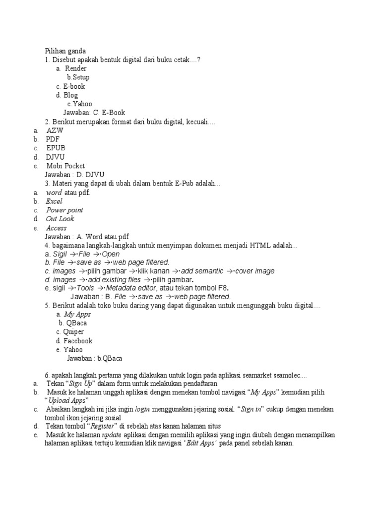 Simdig Pilihan Ganda | PDF