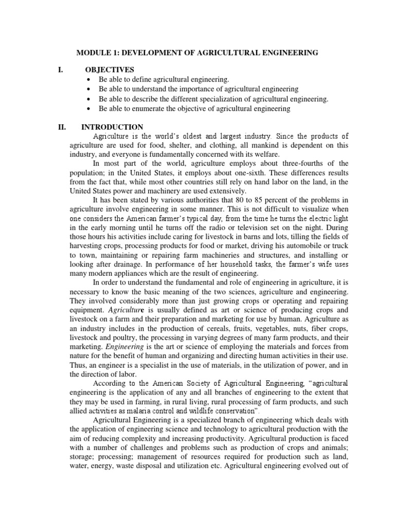 AE1 - Module1-Development of Agricultural Engineering | PDF ...