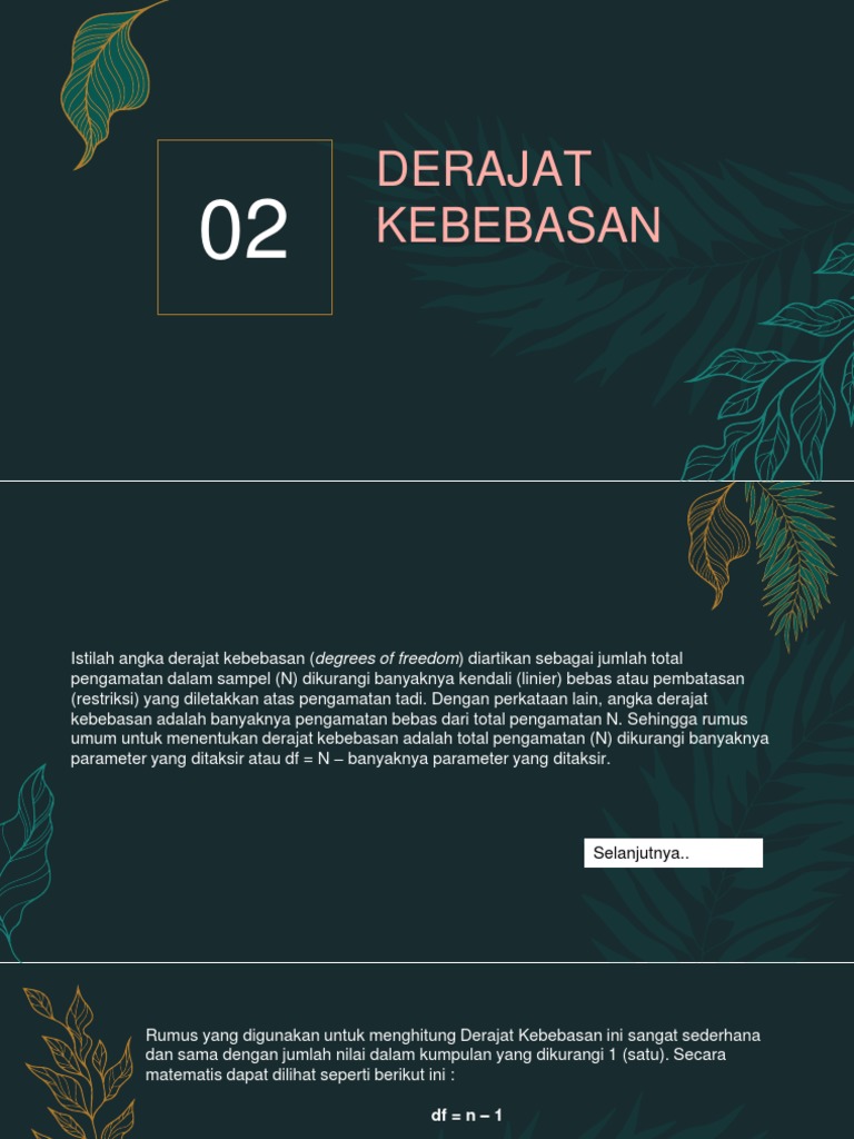 Pengertian dan Rumus Derajat Kebebasan | PDF