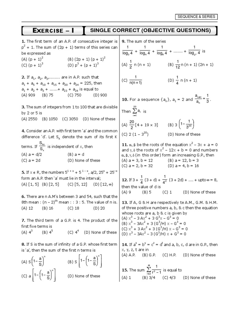 Sequence and Series Practice Problems | PDF | Triangle | Euclidean Geometry