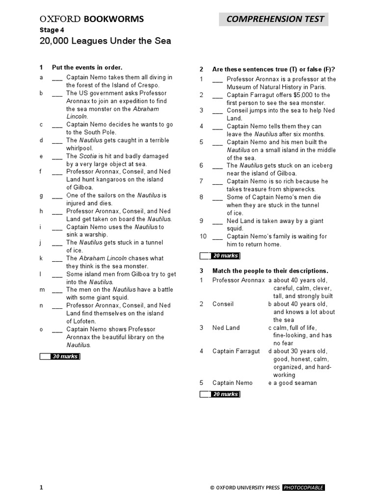 Oxford Bookworms: 20,000 Leagues Under The Sea | PDF