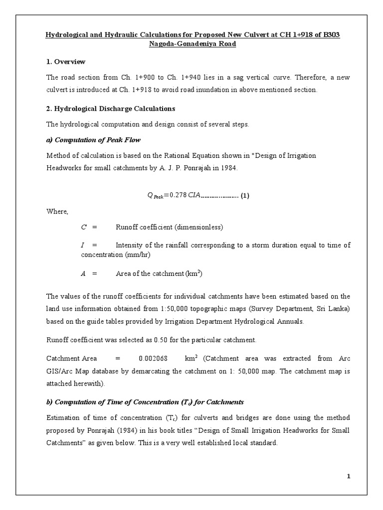 Culvert 2-5 New Hydrology Calculations | PDF | Civil Engineering ...