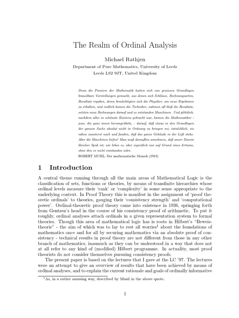 Ordinal Analysis in Proof Theory | PDF | Theorem | Mathematics