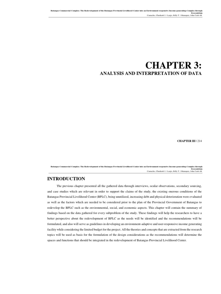 Analysis and Interpretation of Data: Chapter Iii - 214 | PDF ...