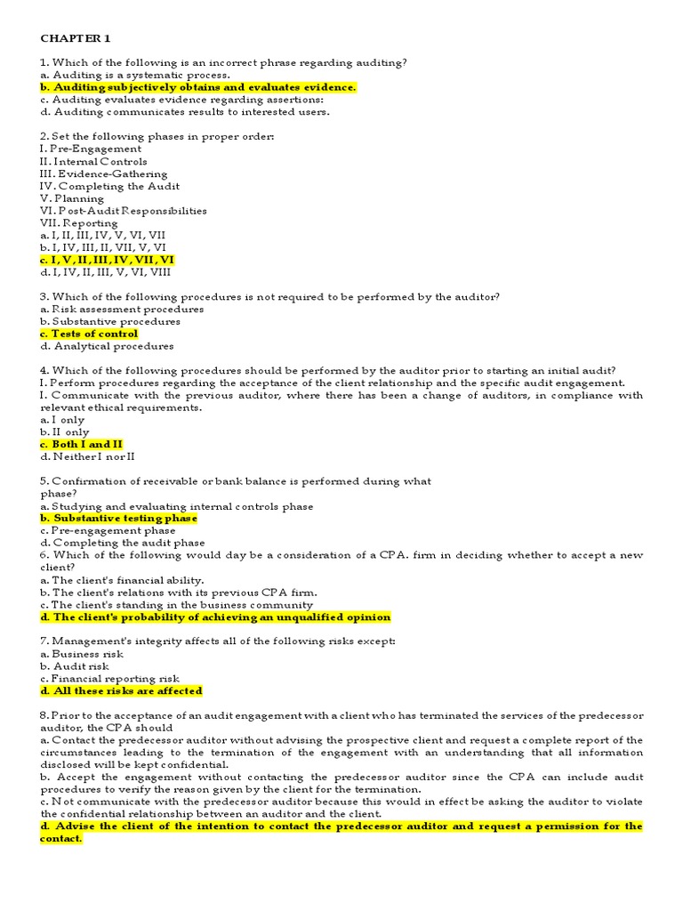 Chapter 1-4 Review Questions | PDF | Internal Control | Audit