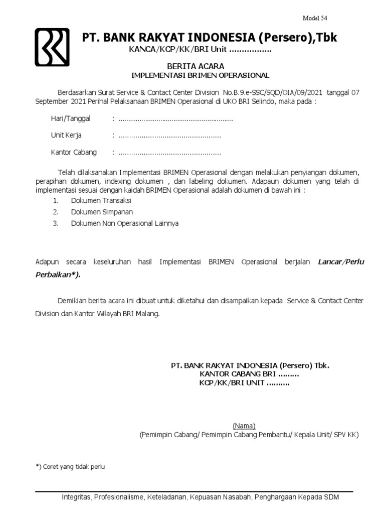 BA Implementasi BRIMEN Operasional | PDF