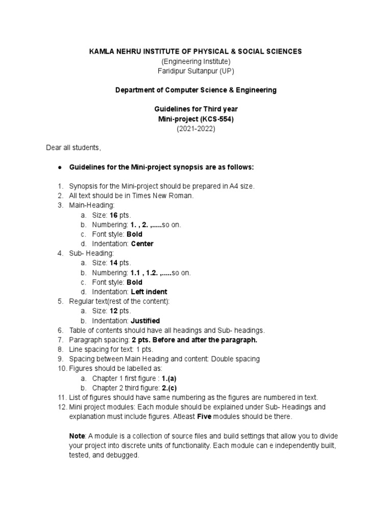 Third Year Mini-Project Guidelines | PDF | Computing | Computer Science