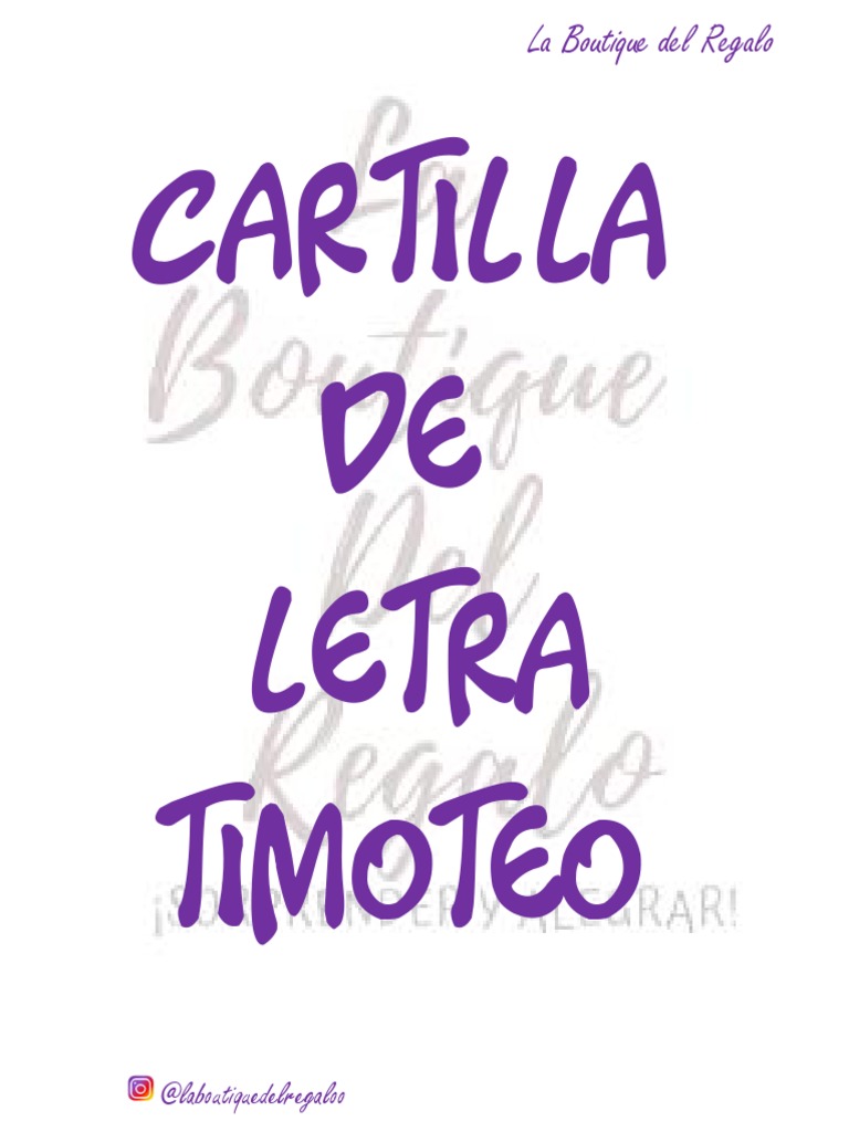 Cartilla Letra Timoteo @laboutiquedelregaloo | PDF | Color | Amarillo
