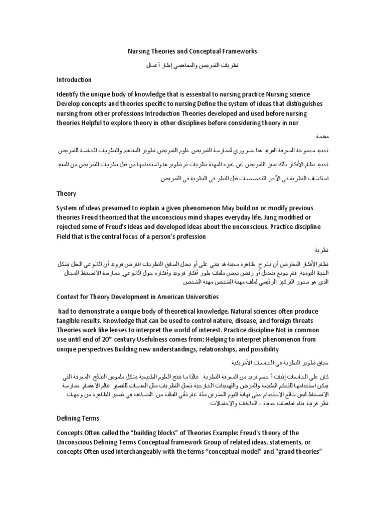 Nursing Theories and Conceptual Frameworks | PDF