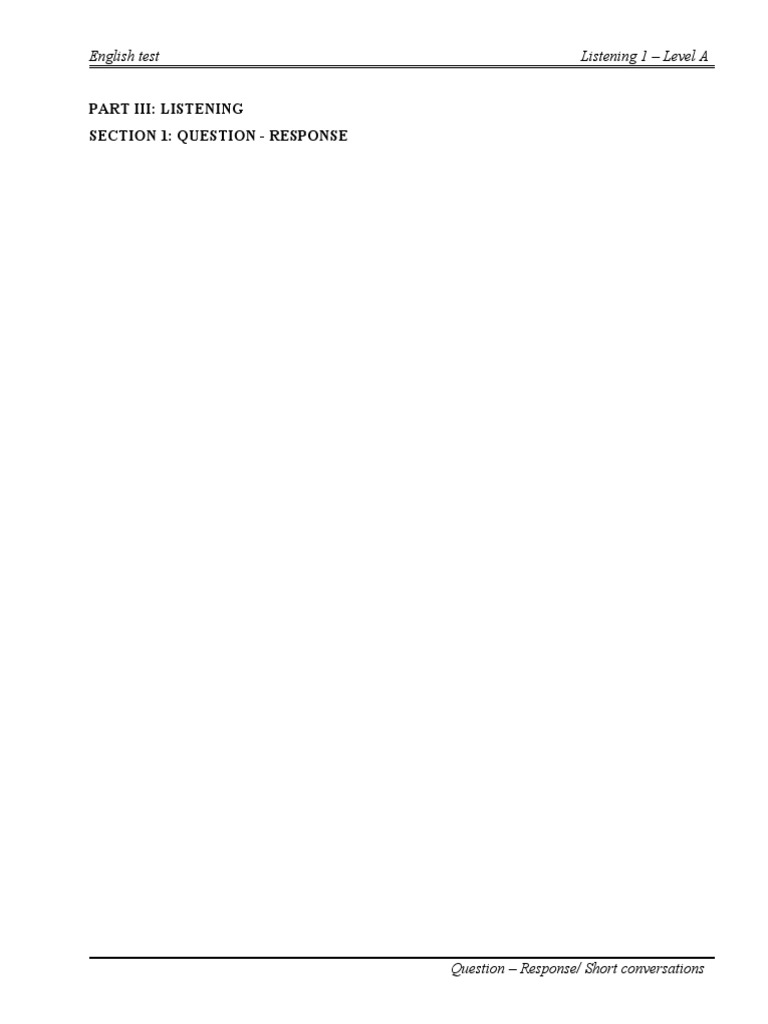 Level A - Test 3 - Answer Key | PDF