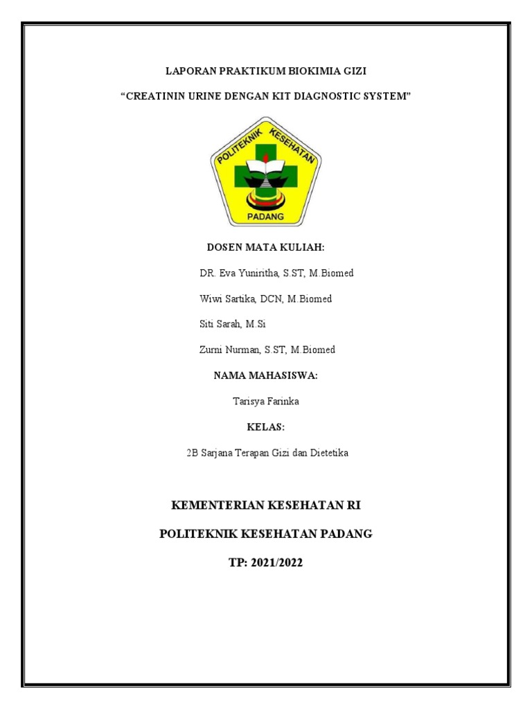 Laprak Biokim Creatinin Urine Dengan Kit - Tarisya Farinka | PDF