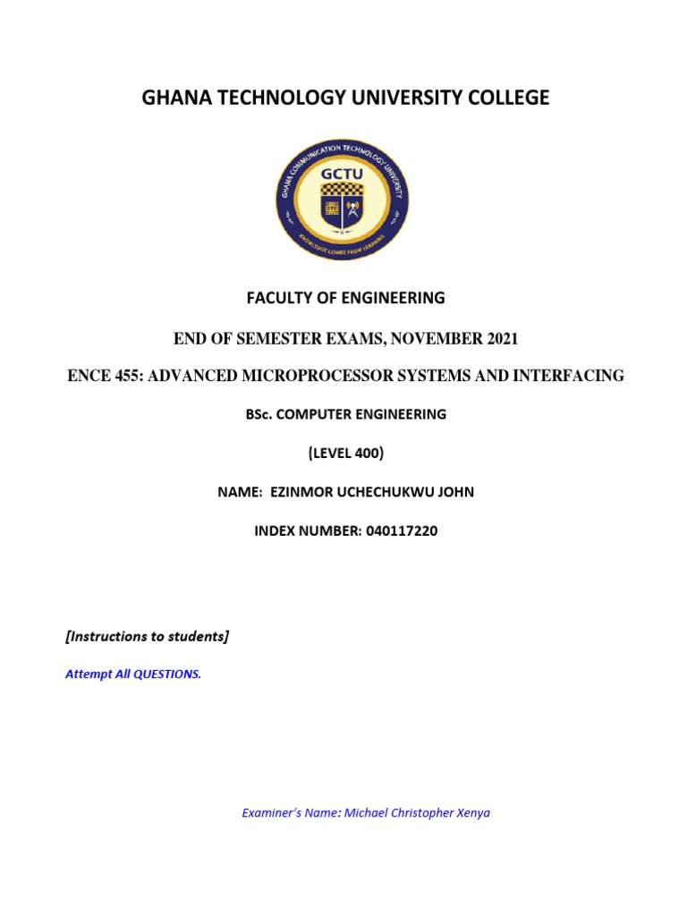 Final ENCE 455 - ADVANCED MICROPROCESSOR SYSTEMS AND INTERFACING EXAMS - NOV 2021 | PDF ...