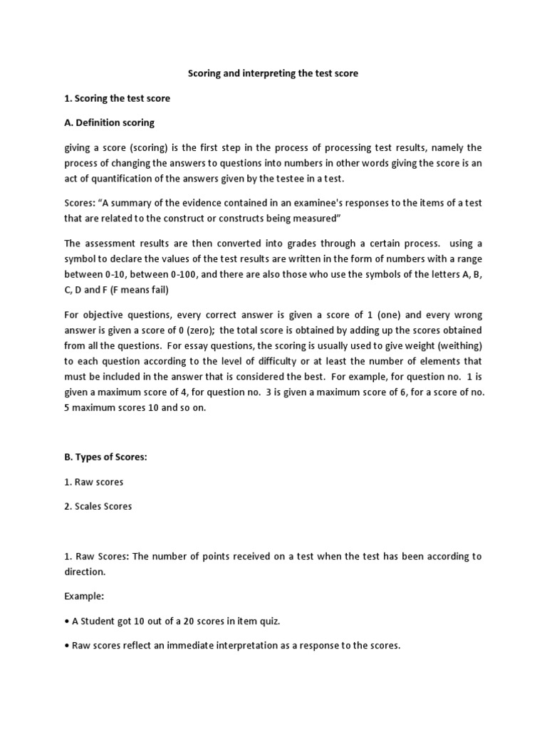 Scoring and Interpreting Test Scores | PDF | Educational Assessment ...