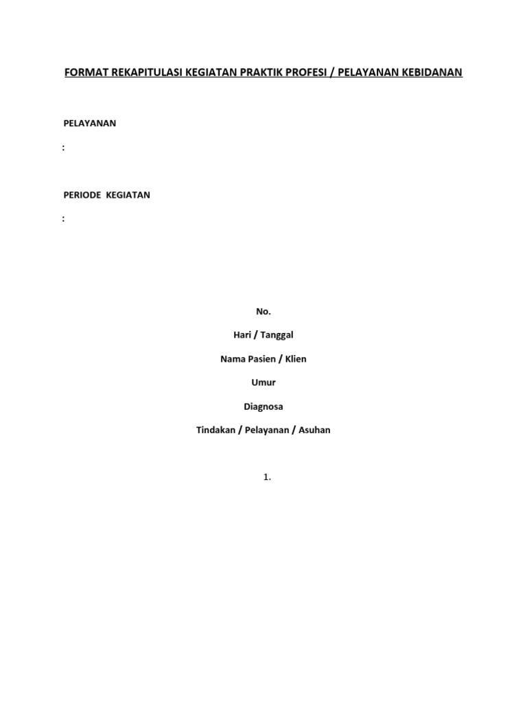 Format Rekapitulasi Kegiatan Praktik Profesi | PDF