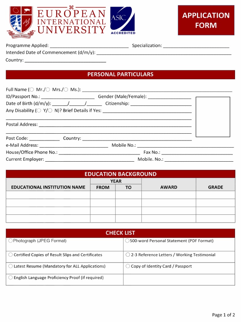 Eiu-Application - E-Form | PDF