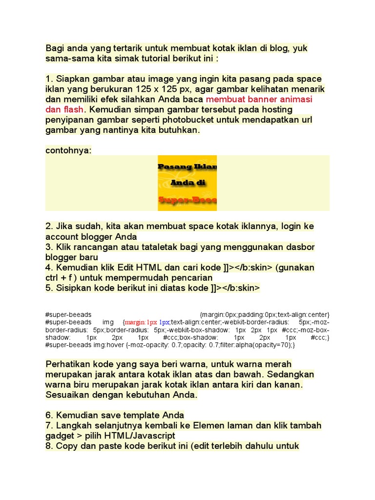 Cara Pasang Iklan Banner di Blog | PDF | Karier & Perkembangan | Bisnis