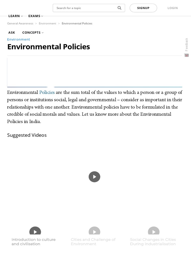 Environmental Policies - Concepts, Examples and Practice Questions ...