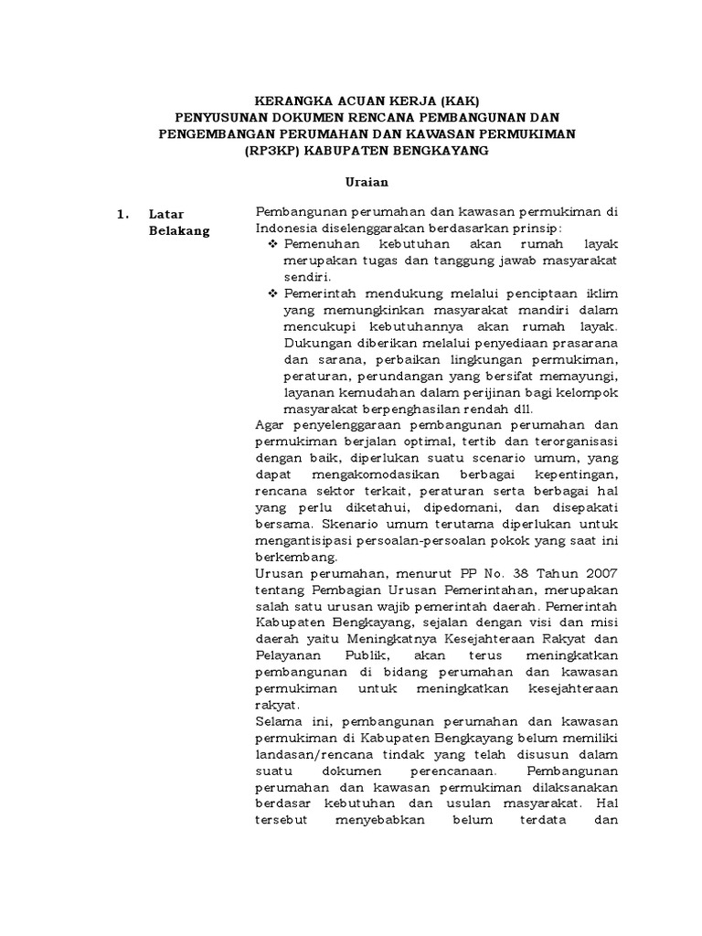 RP3KP Kabupaten Bengkayang: Rencana Perumahan | PDF | Ilmu Sosial