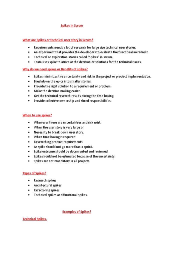 What Are Spikes or Technical User Story in Scrum? | PDF | Computers