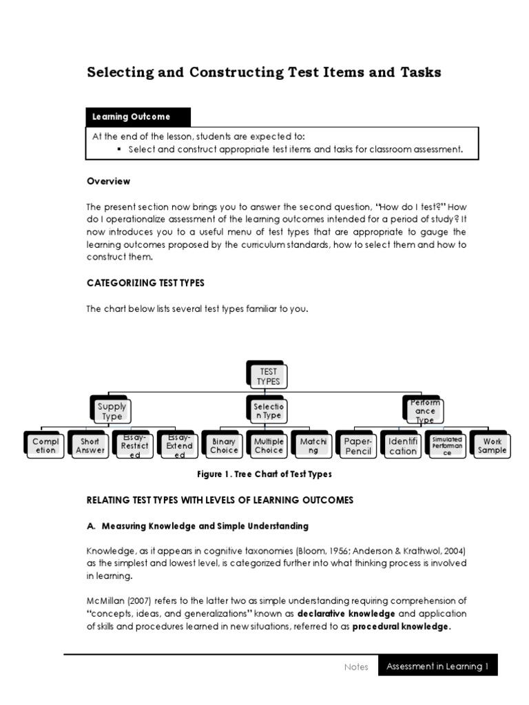 8 - Selecting and Constructing Test Items and Tasks - Notes | PDF ...