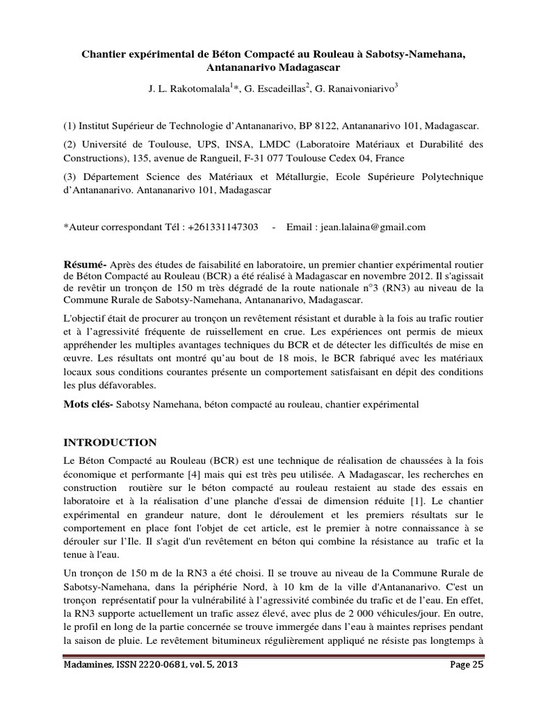 Chantier Expérimental BCR | PDF | Béton | Expérience