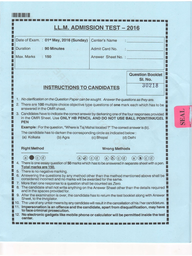 LLM Entrance Question Paper | PDF | Legal Liability | Public Law