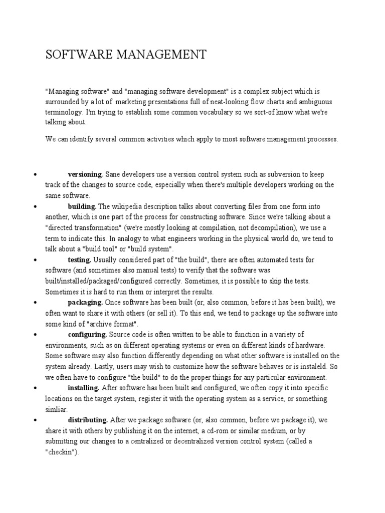 Software Management | PDF | Software | Version Control