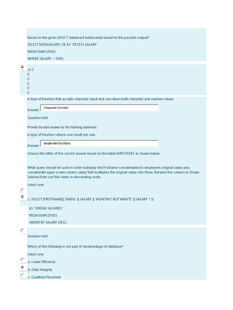 Dbms Pre Final Exam | PDF | Databases | Letter Case