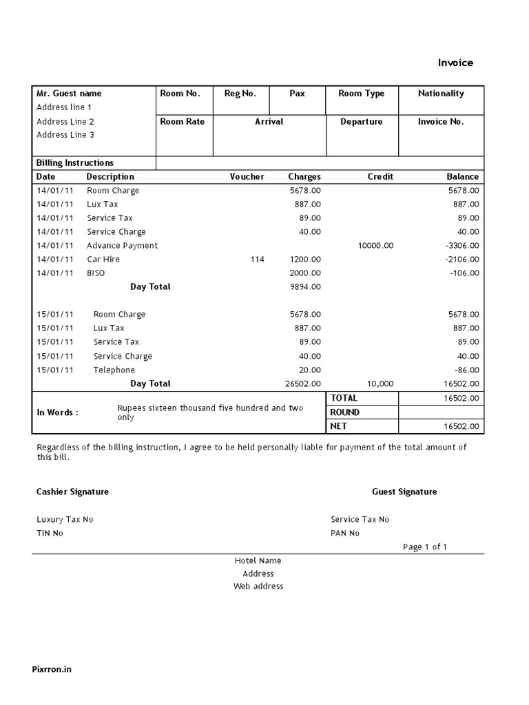 Hotel Food Bill Format 1 (Pixrron - In) | PDF | Taxation | Public Finance