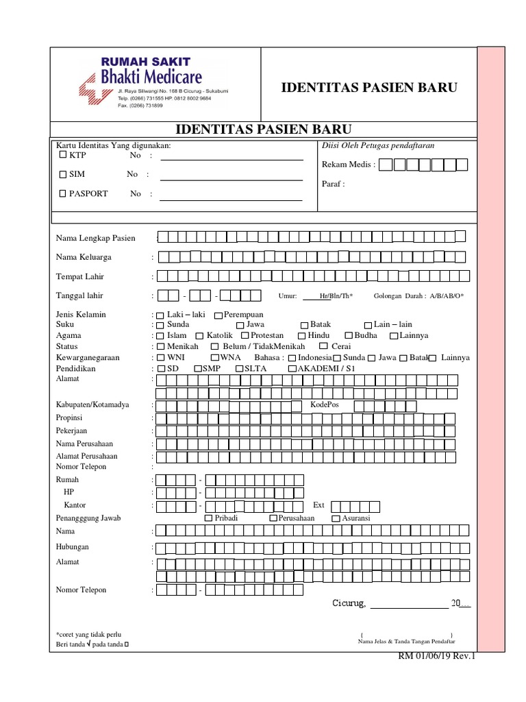 RM 01 Identitas Pasien Baru | PDF