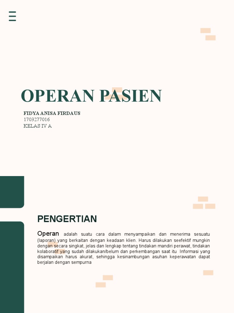 Proses dan Manfaat Operan Pasien | PDF