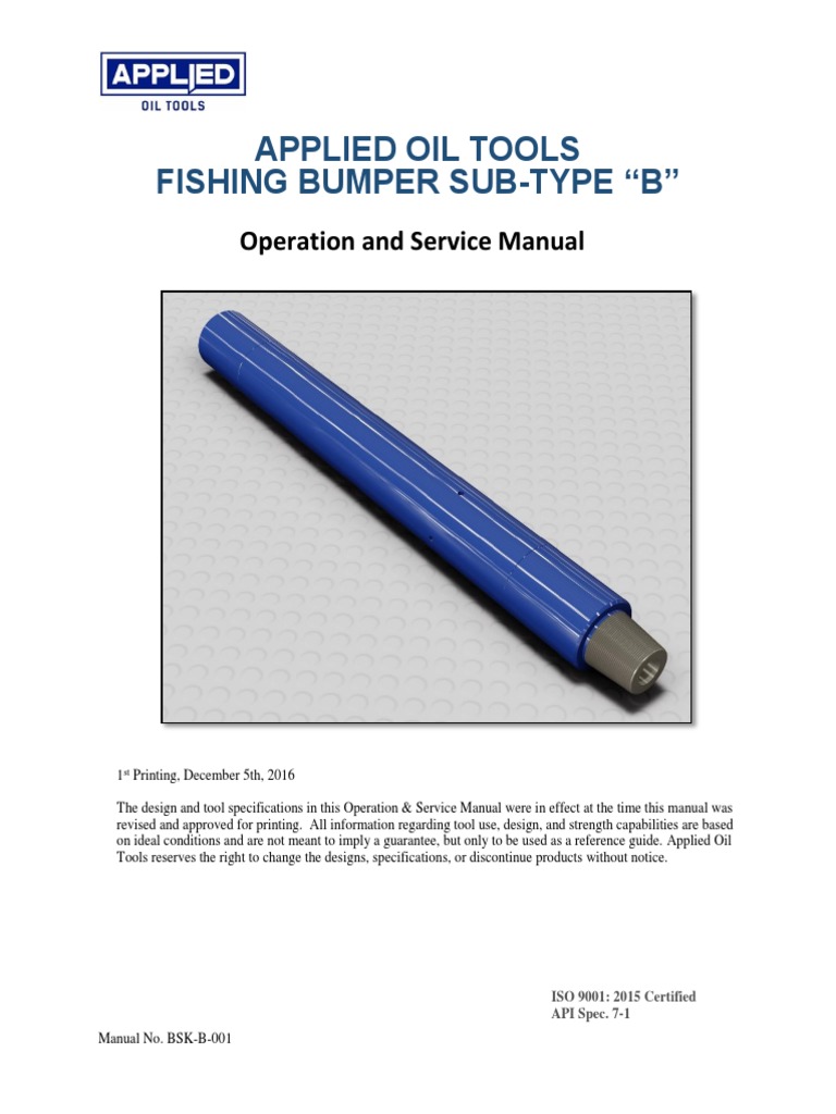 Fishing Bumper Sub-Type B-Manual | PDF | Drill | Pipe (Fluid Conveyance)