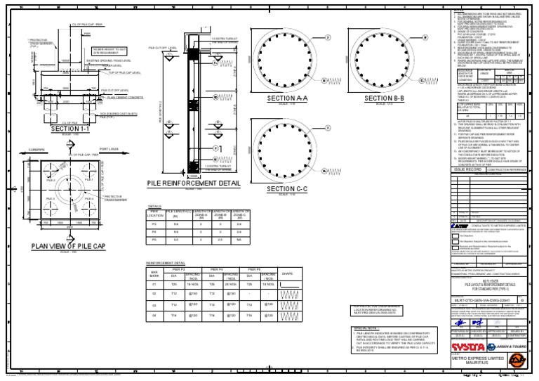 Section A-A Section B-B: M2 Flyover Pile Layout & Reinforcement Details ...
