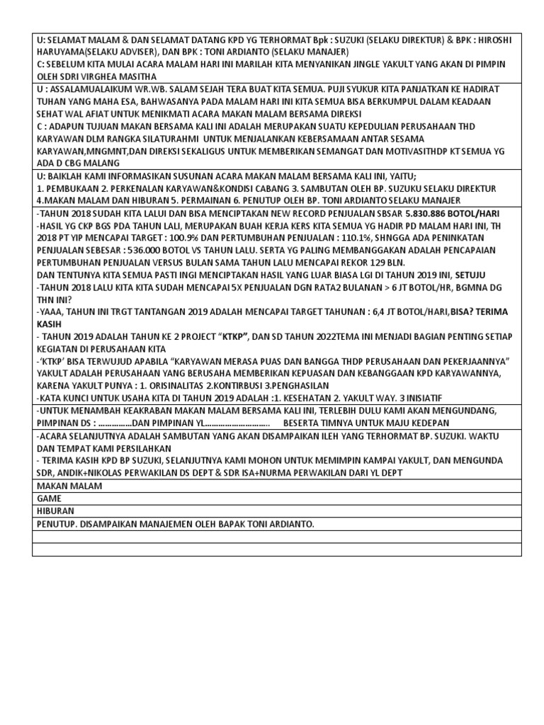 Rundown MC | PDF | Pengelolaan Keuangan & Uang | Hukum