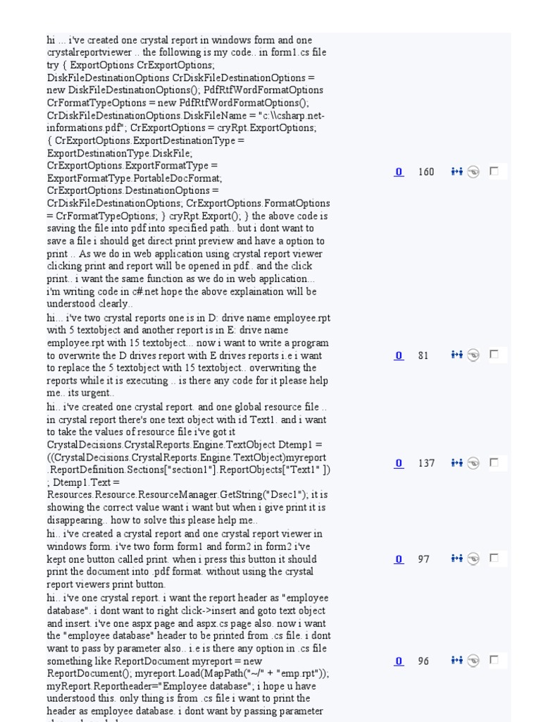 Crystal Reports Interview Questions | Download Free PDF | Databases | Sql