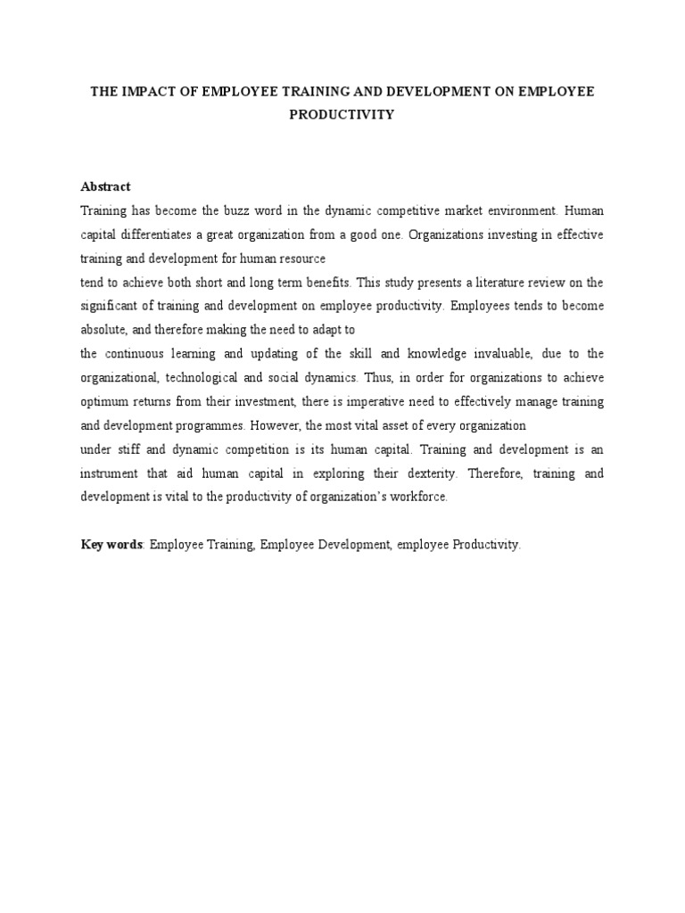 The Impact of Employee Training and Development On Employee ...