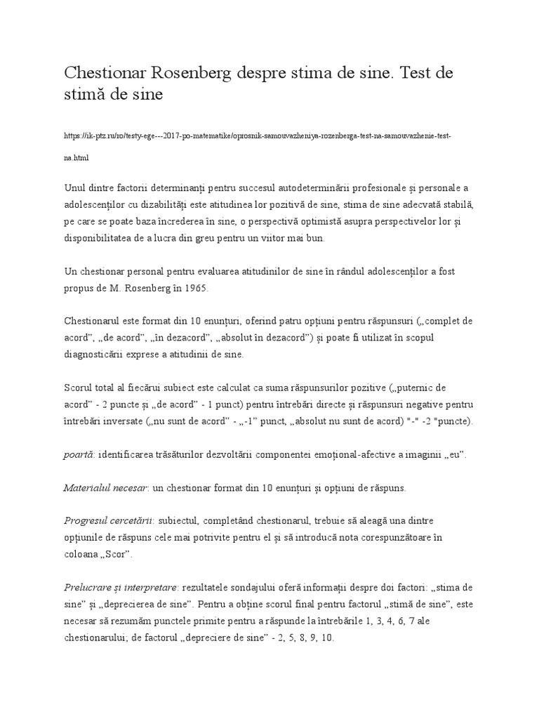 Chestionarul Rosenberg | PDF