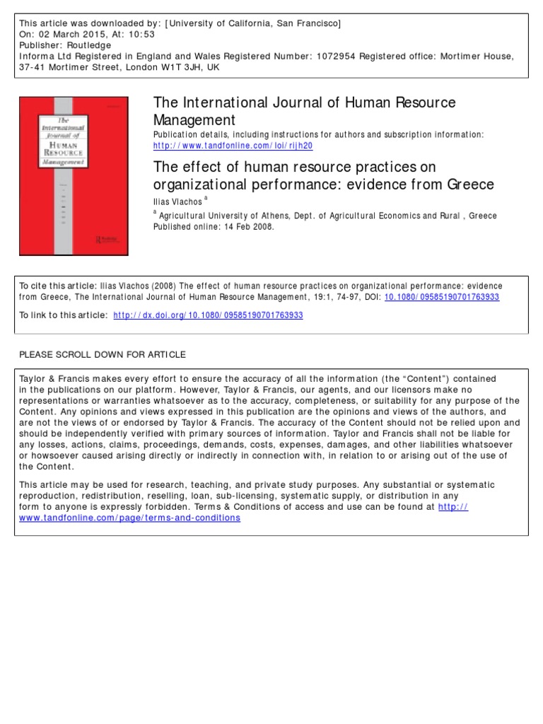 The International Journal of Human Resource Management | PDF | Human ...