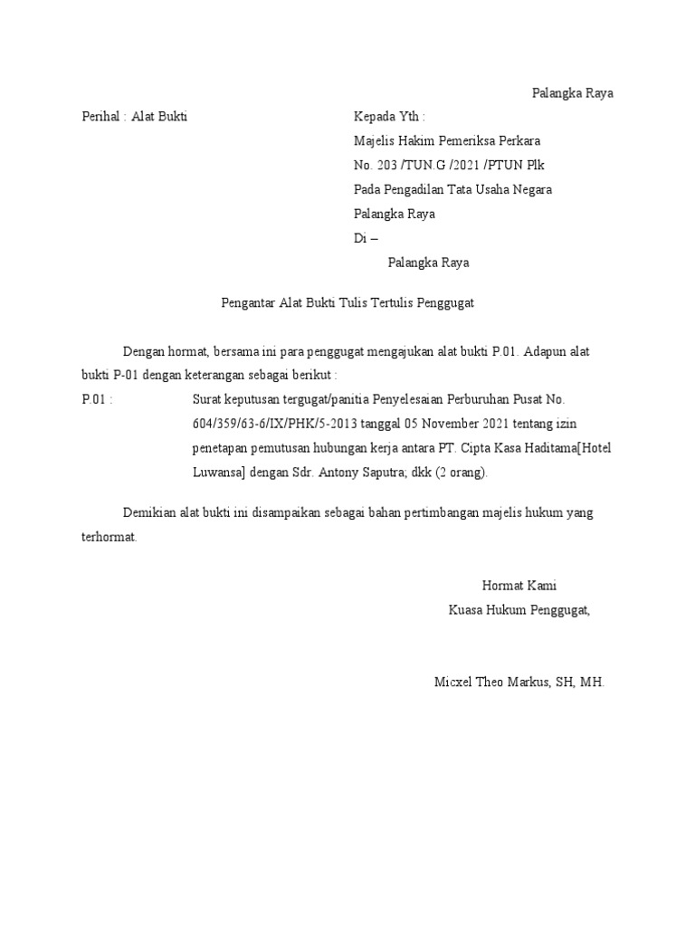 Surat Alat Bukti Pembuktian PTUN | PDF